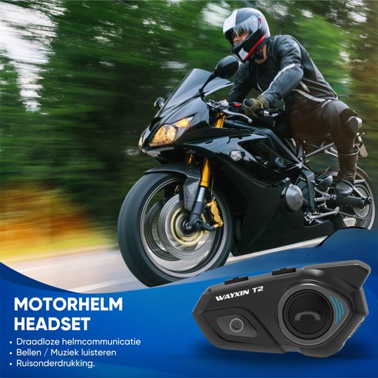 WAYXIN - Bluetooth Intercom Motorhelm Headset T2 - Waterdicht ...