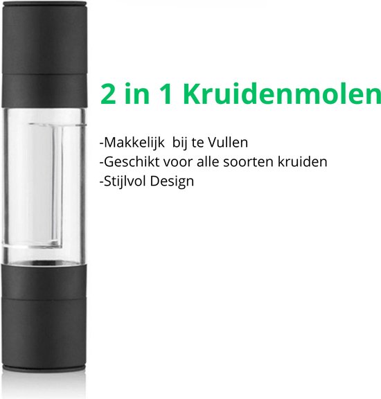 Luxe 2 in 1 Dubbele Peper en Zout Molen - Kruiden Molen Peper & Zout ...