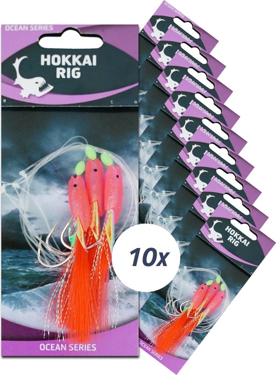 Eurocatch Hokkai Rig - Luminous Rood 3-Haken - 10 Stuks - Zeeonderlijn ...