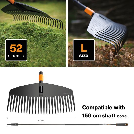 Fiskars Quikfit™ Bladhark opzetstuk - Tuinhark met 25 Tanden - Zachte Bladhark | bol