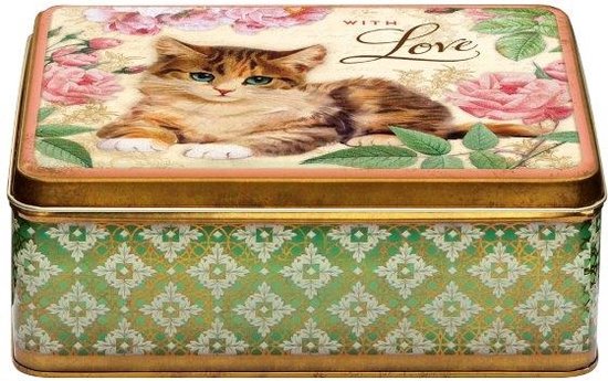 Blikje Kat with Love 20x15x7cm - trommel-koektrommel - metaal ...