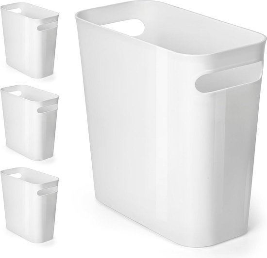 Prullenbak 6 L Wit Kleine - Dunne Plastic Afval Bakjes met Handvatten ...