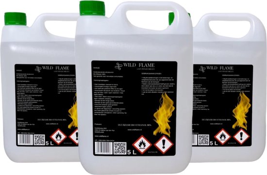 Wild Flame Duurzame Bio Ethanol Brandstof 96 % 15 Liter Jerrycan ...