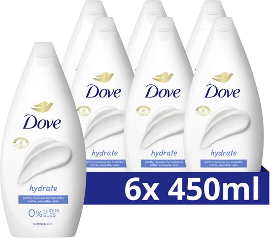 6x Dove Douchecrème Hydrate 450 ml | bol