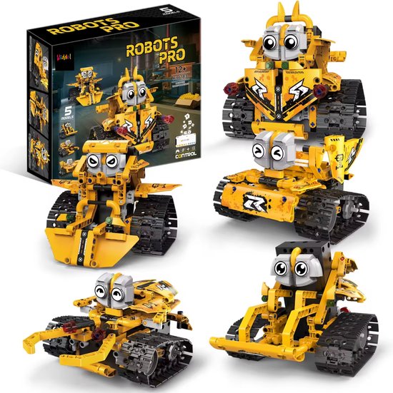 Kiddel Compacte 5-in-1 RC Bestuurbare Robot Bouwvoertuigen bouwpakket Set – 269... | bol