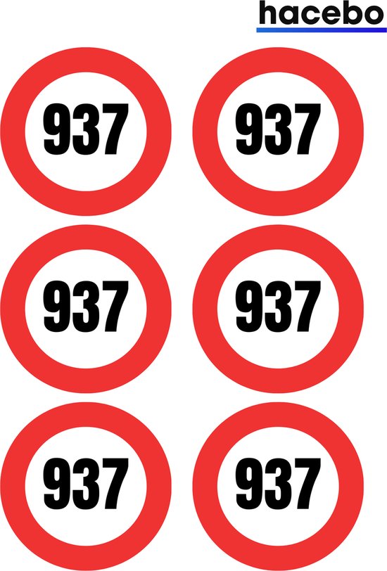 Verkeersbord Sticker - 8CM - Container sticker - Cijfer Stickers - 6 ...