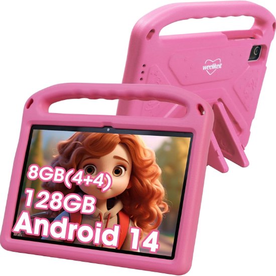 weelikeit Tablet - Kindertablet 10.1 inch - 128GB opslag - Roze | bol
