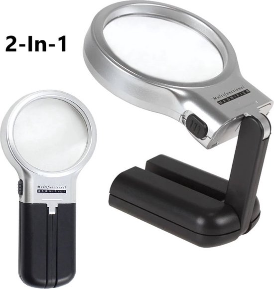 Opvouwbare Loep Met 2x LED Verlichting I Hand Loep I Vergrootglas I ...
