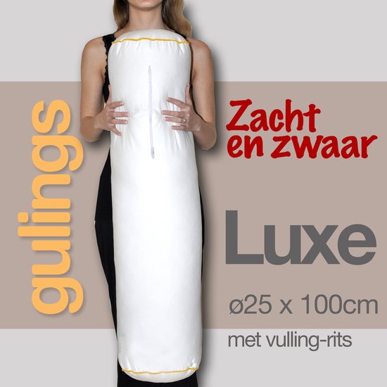 GulingLuxe® Rolkussen met sleeve zand - Body pillow ø25 x 100 cm, Zacht ...
