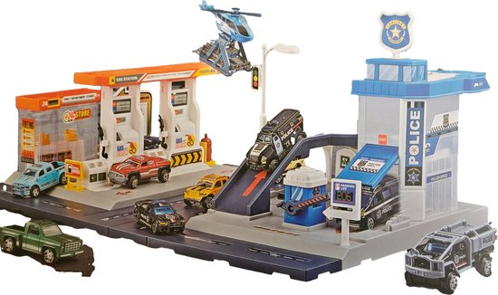 Ariko Politie Street Convoy Garage - Tankstation - Met Helikopter | bol