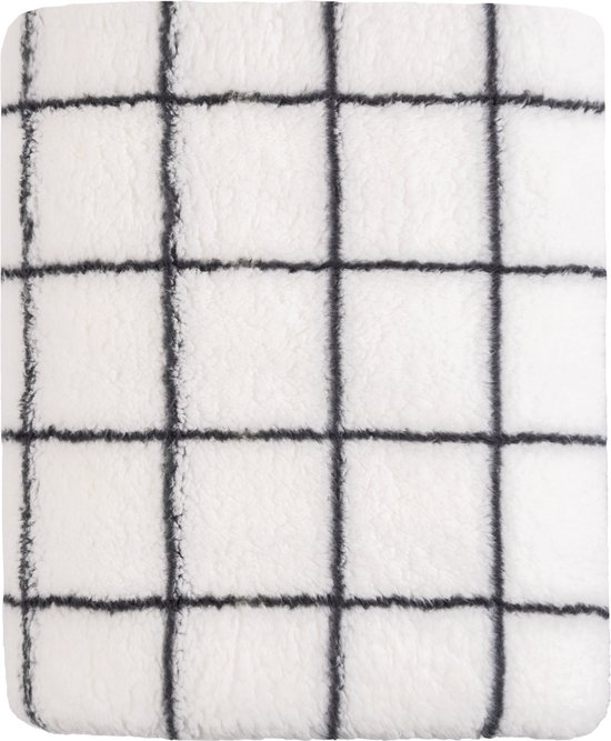 Mistral Home - PLAID - teddy - 130x170 cm - ruiten - Wit zwart | bol
