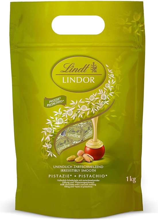 Lindt LINDOR Chocoladeballetjes Pistache zak van 1 kg - 78 Chocolade ...