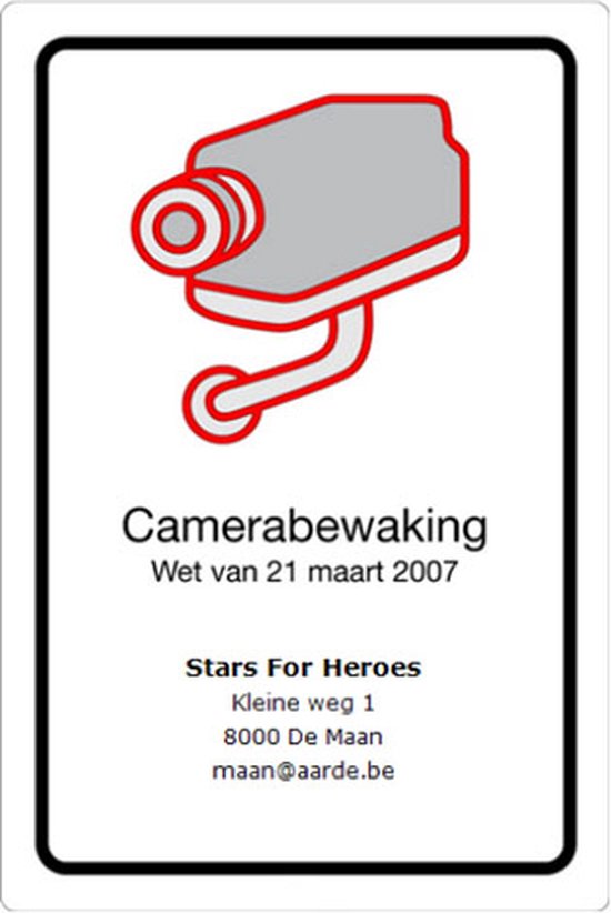 Aluminium pictogram Camerabewaking 15X10 centimeter - Gepersonaliseerd ...