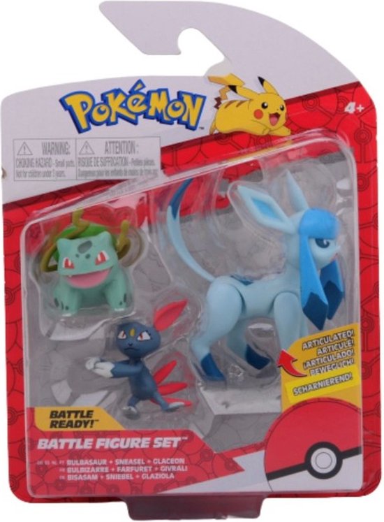 Pokemon - Batte Feature Figure - Bulbasaur + Sneasel + Glaceon | bol.com