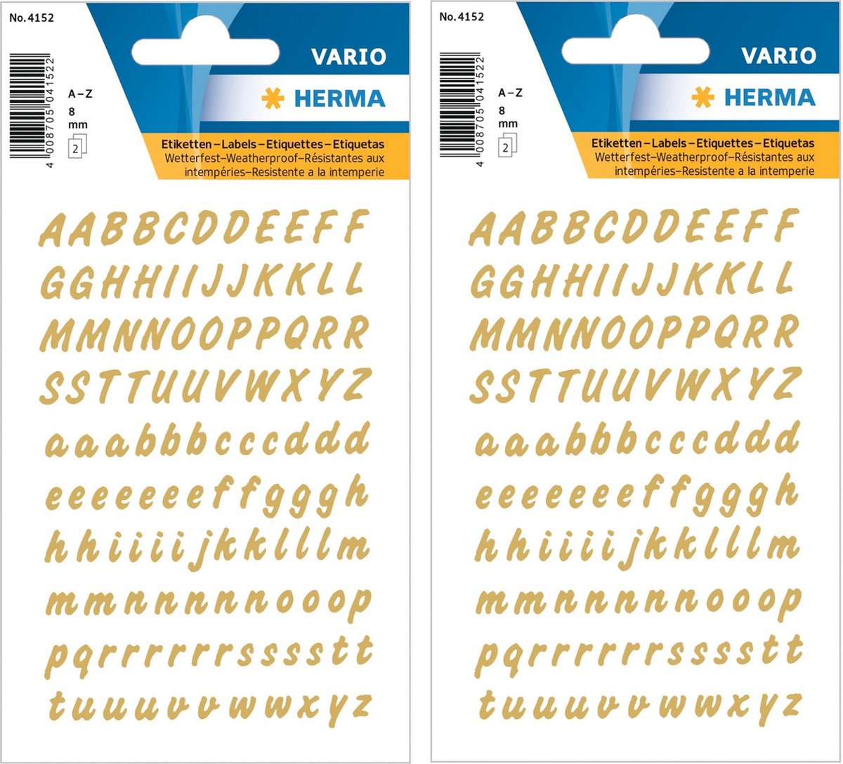 Stickervellen met 440x stuks alfabet plak letters A-Z goud/transparant ...