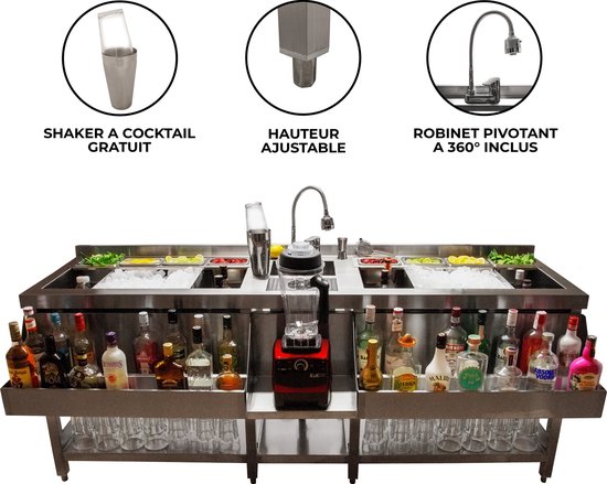 Professionele Cocktail Bar Station Kukoo Vrijstaand Rvs Horea Inclusief 2