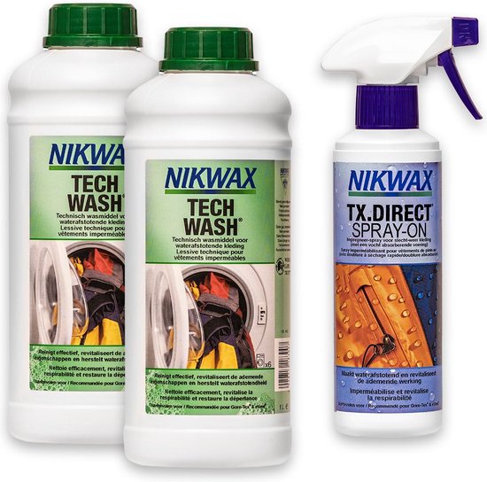 Nikwax "Voordeelpakket" - 2x Tech Wash 1L & 1x TX.Direct Spray-on 300ml ...