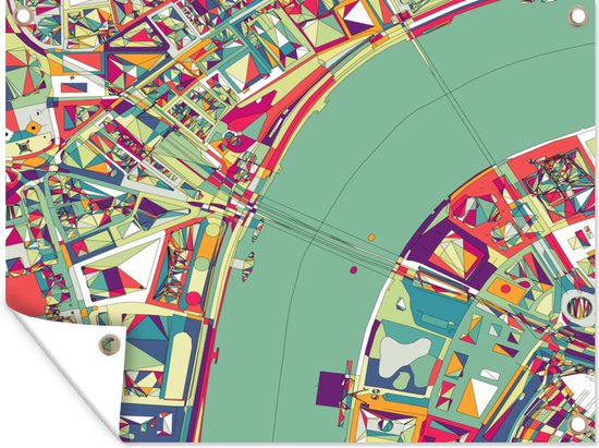 Muurdecoratie buiten Map tekening rivier Londen - 160x120 cm - Tuindoek ...