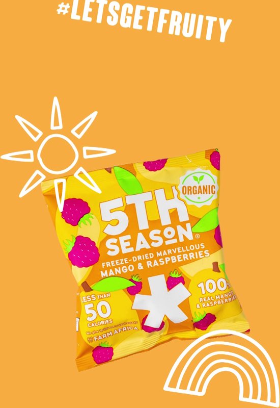 5th Season Gevriesdroogde Organic Mango & Raspberries Bites - doos met ...