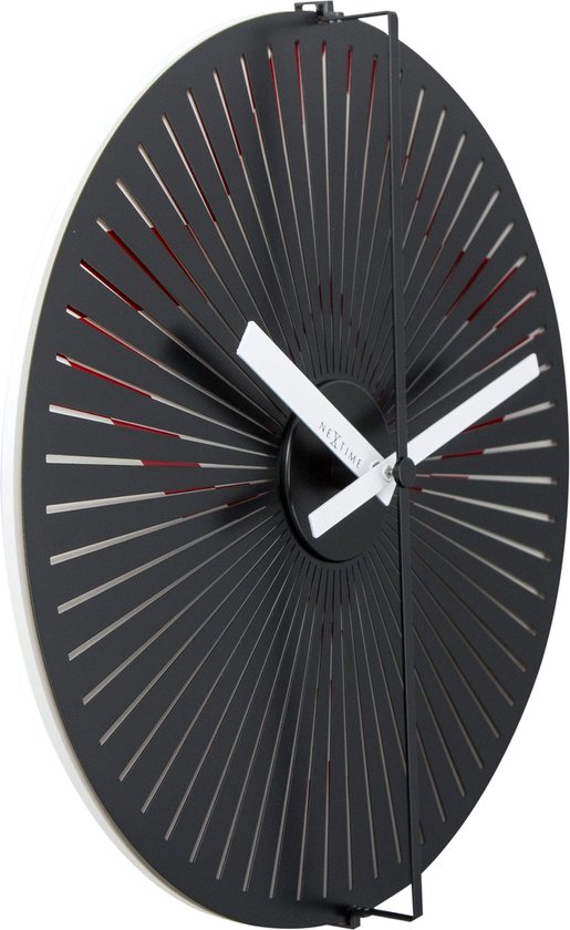 NeXtime Motion Clock Star - Klok - Déplacement - Rond - Métal - Ø 30 cm - Rouge / Zwart | bol.com
