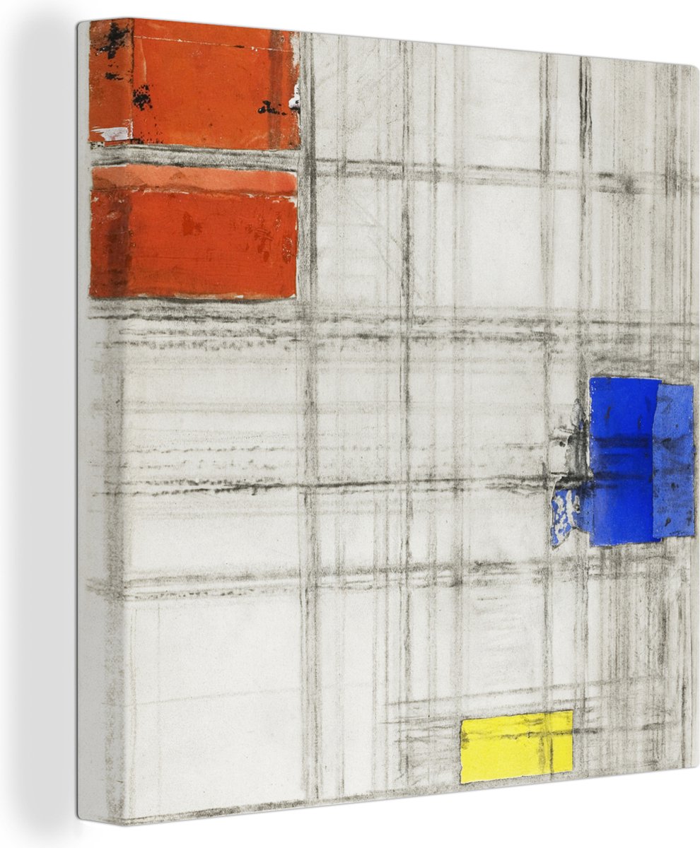 Canvas Schilderij Studie voor een compositie - Piet mondriaan - 90x90 cm - Wanddecoratie | bol