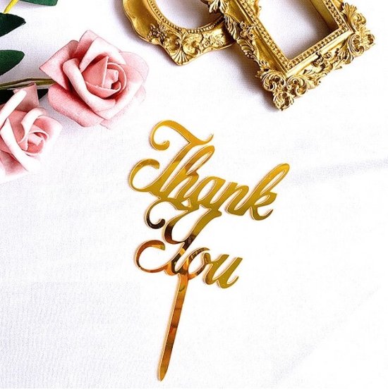 Taart Decoratie - Thank You - Taarttopper - Bedankt - Goud | bol