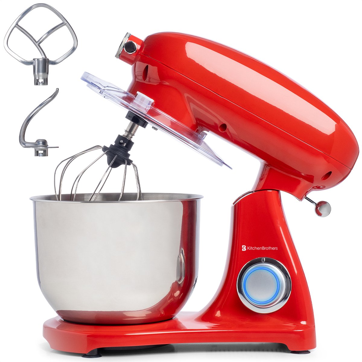 KitchenBrothers Keukenmachine - 1800W - 6L RVS Mengkom - Complete Mixer ...