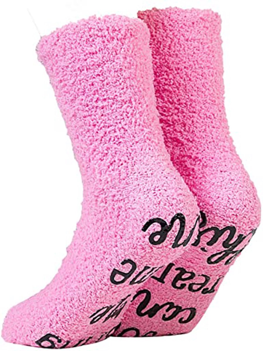 Malinsi Fluffy Wijn Sokken - Huissokken - Dames - One size - Anti slip ...
