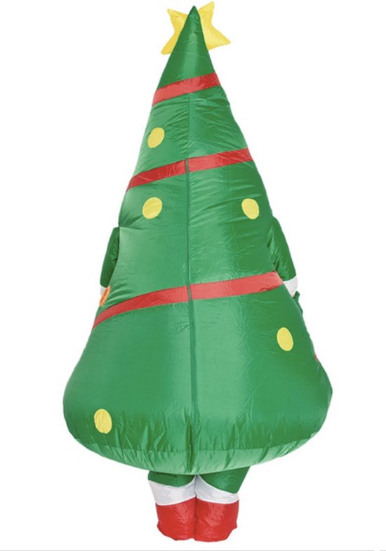 KIMU® Opblaas Kostuum Kerstboom Groen - Opblaasbaar Pak - Kerstboompak ...
