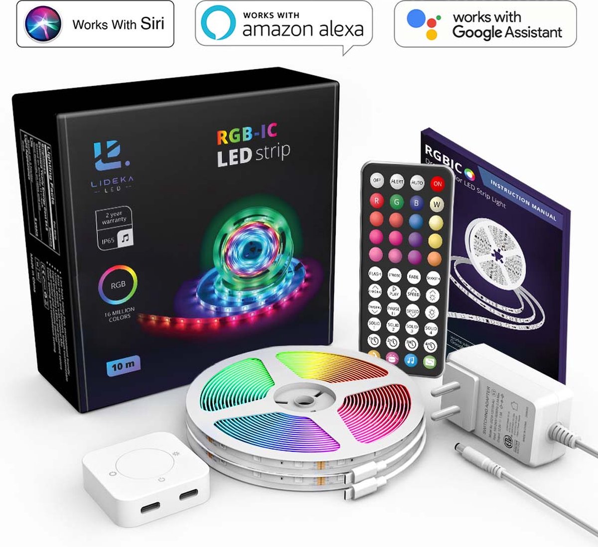 Lideka - LED strip 10 Meter (2x5) - RGB-IC - Dreamcolor - Special effects - met App -... | bol.com