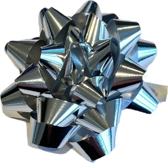 Cadeau Strik Doorsnee 7 cm met plakker 24 stuks - Zilver | bol