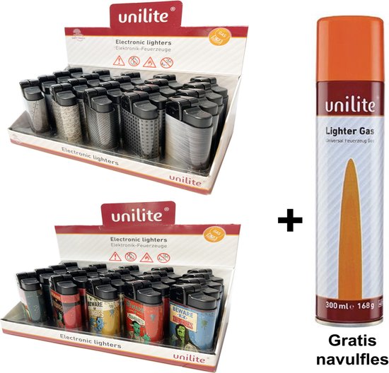 40 stuks Aanstekers navulbaar - Unilite lighter - elektronik ...