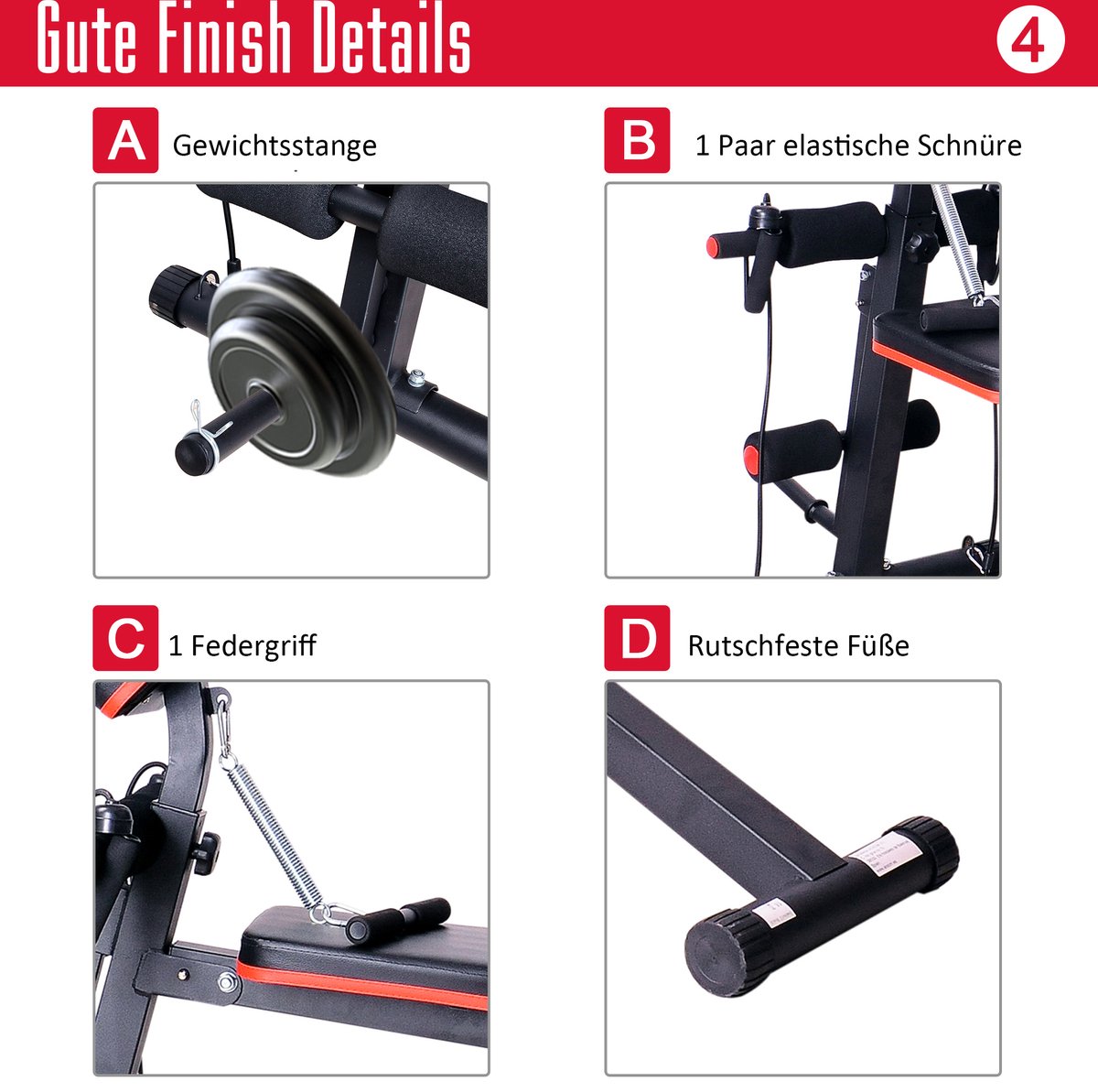 HOMCOM Multifunctionele halterbank krachtstation trainingsbank tot 120 ...