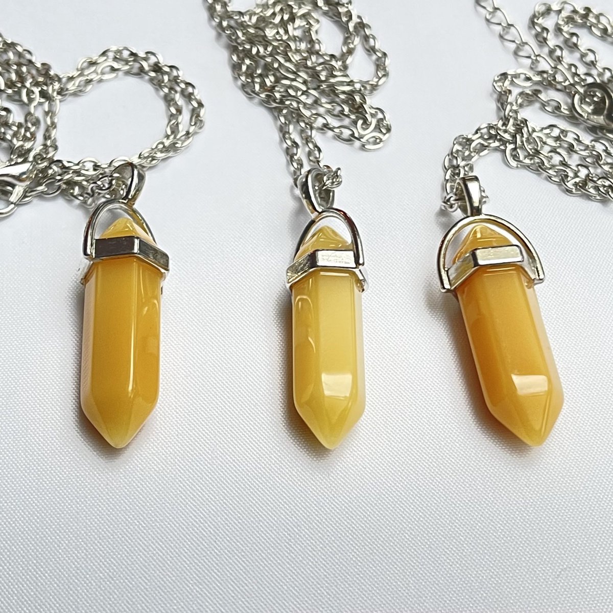 Wellness-House | Verzilverde Ketting Hexagon Gele Jade | Hexagon ...