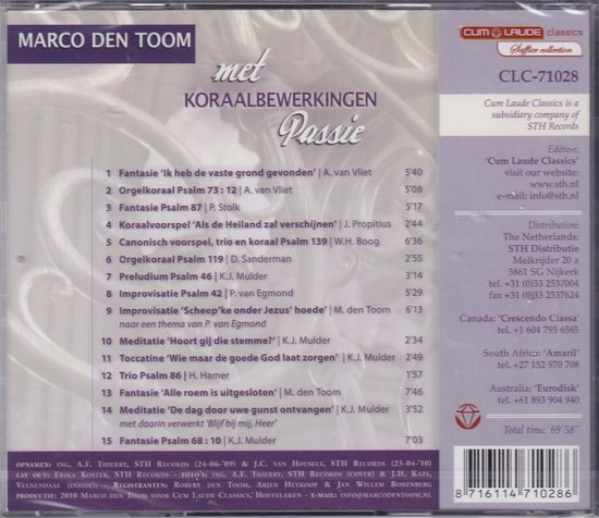 Koraalbewerkingen met Passie 1 - Marco den Toom, Marco den Toom | CD ...