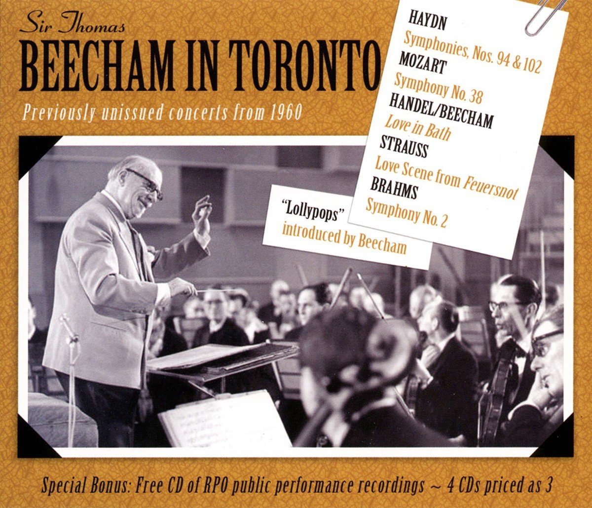 Sir Thomas Beecham - Beecham In Toronto - Previously Uni (4 CD), Cbc ...