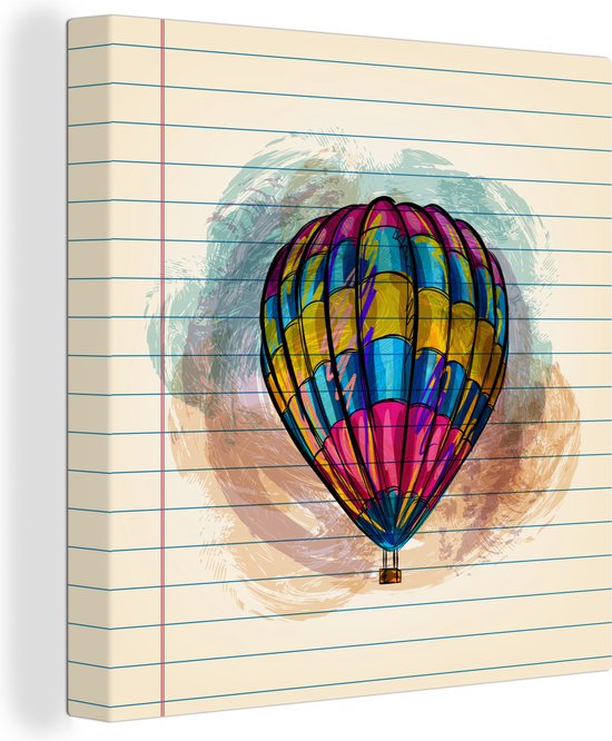 Peinture sur toile dessin d'une montgolfière colorée dans un carnet ...