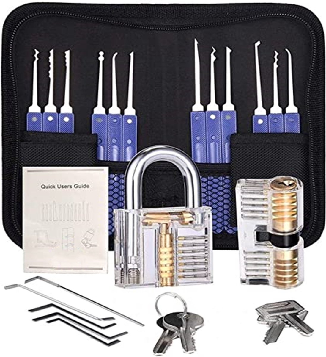 Lock Premium Lockpick Set – 20-delig – Inclusief 2 transparante sloten ...