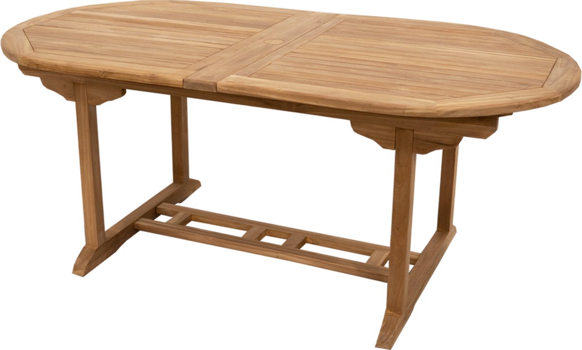 Teakhouten uitschuifbare tuintafel ovaal - Tuintafel hout - Ovale ...