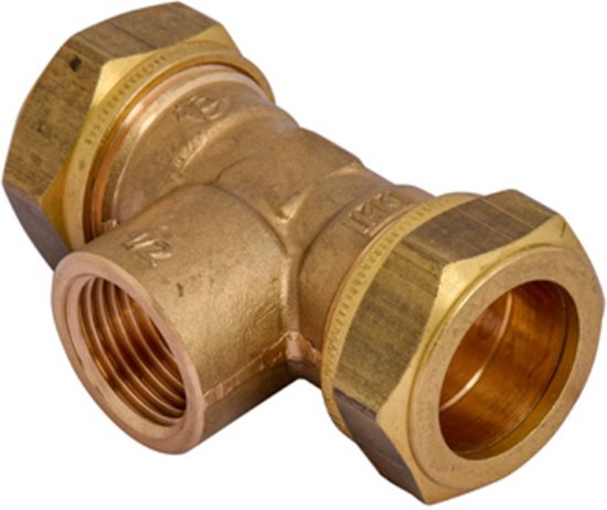 VSH T-stuk messing knel 22 x1/2"BI x 22mm lange draad Kiwa Gastec | bol.com