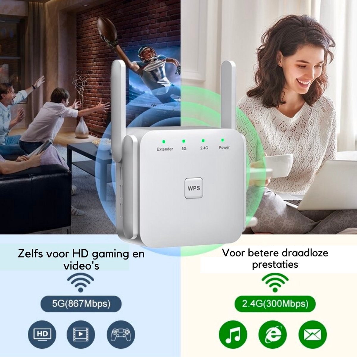 Tooxy Wifi versterker - 5Ghz - Draadloos - 1200Mbps - 2.4G - 5G ...