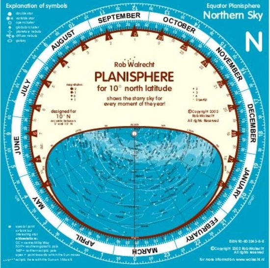 Planisphere for 10 Degrees North Latitude for the Equator Area, R.J ...