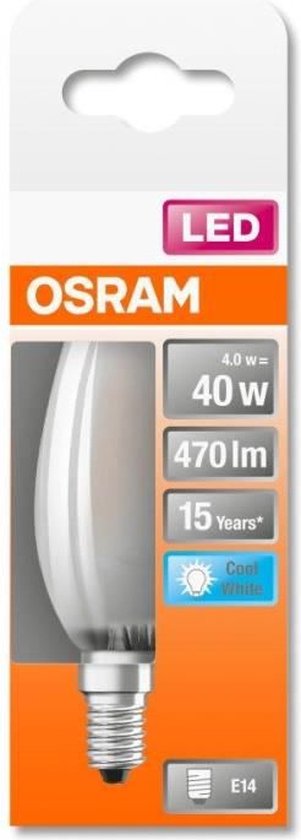 Osram Parathom Retrofit Classic LED E14 Kaars Mat 4W 470lm - 865 Daglicht | Vervangt 40W | bol