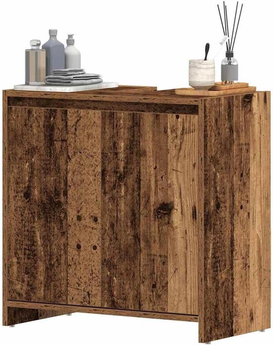 Badkamermeubelset - Wastafelkast - Badkamer Organisatie - Oud Hout ...
