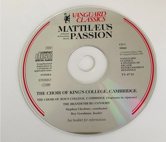 St. Matthew Passion, Brandenburg Consort, Roger Covey, Box set, Roger ...