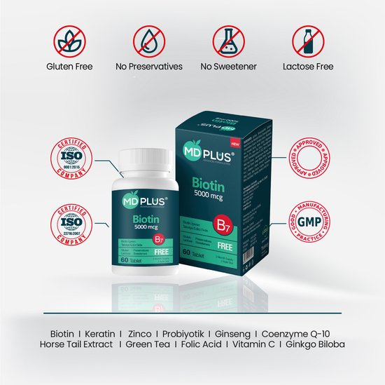 MD Plus Advanced Hair Biotin 5000 mcg 60 Tablet - Anti Haaruitval ...