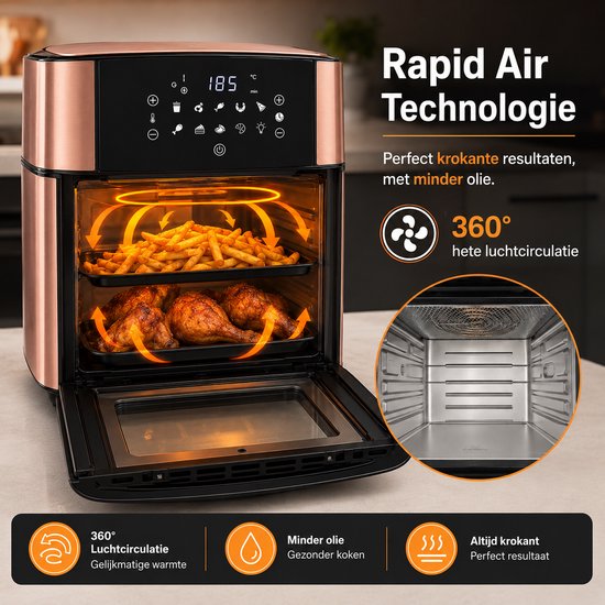 Airfryer Oven – 16Liter – Heteluchtfriteuse – 1800W – 8 Programma’s ...