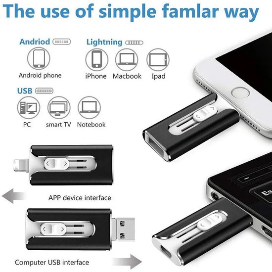 4-in-1 USB Flash Drive 512GB USB 3.0 Geheugenstick – Externe Opslag ...