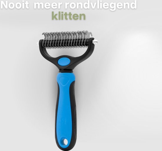 Ondervachtkam - Blauw - Dubbelzijdig - Anti-klit - Voor honden en ...