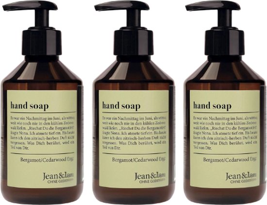 Jean & Len Handzeep - Bergamot & Cedarwood - Vegan - 3x 250 ml | bol